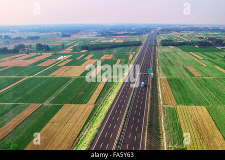 Shandong province Juxian Xiazhuang town on the East High Speed aerial ...