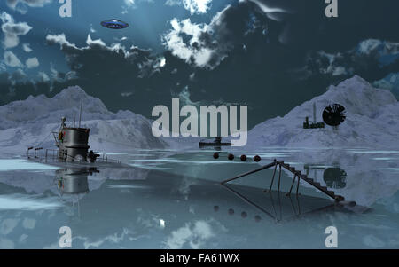 The Secret Nazi Alien Base 211 Located At The Antarctic Stock Photo - Alamy