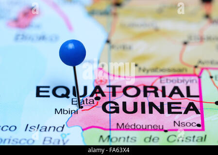 Mbini pinned on a map of Africa Stock Photo - Alamy