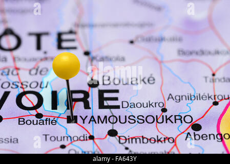Yamoussoukro pinned on a map of Africa Stock Photo - Alamy