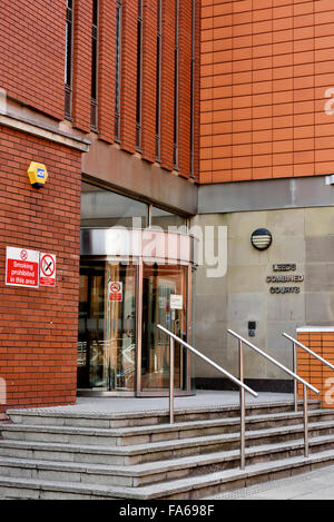 Entrance for Leeds Combined Court Centre building with crown, county ...
