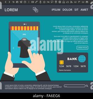 Flat design concept with icons of buying product via online shop ideas ...