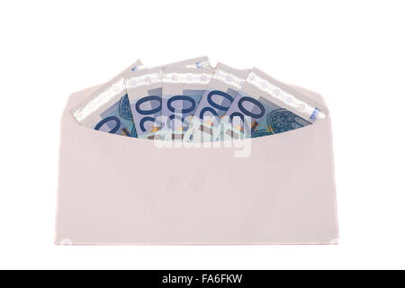 Twenty euros in open envelope isolated on white Stock Photo - Alamy