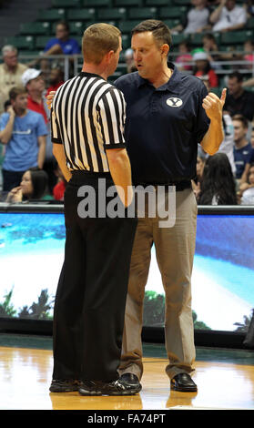 BYU head coach Dave Rose directs his team during a timeout the second ...