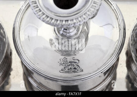 Crest on an inkstand by John Crouch, 1811, part of the silver ...