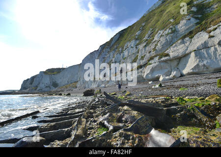 The wreck of HMS Falcon in Langdon Bay, at the foot of The White Cliffs ...