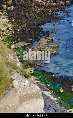 The wreck of HMS Falcon in Langdon Bay, at the foot of The White Cliffs ...