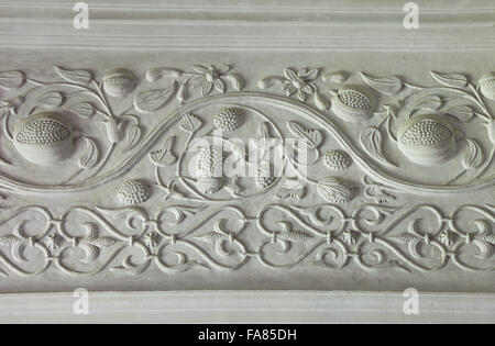 Detail of the 17th century plasterwork frieze in the Dining Room at ...