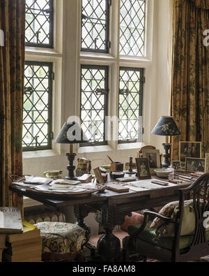 Anne Messel's desk beneath the window in The Library, Nymans, West ...