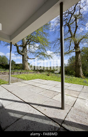 Verandah at High Cross House, Dartington, Devon. High Cross House was ...