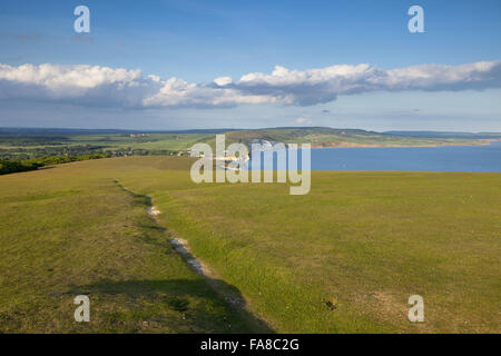 View of Compton Bay, Compton Chine and Compton Down from Tennyson Down ...