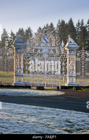 The Davies gates at Chirk Castle, Wrexham. The wrought and cast iron ...