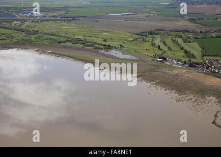 Aerial view of saltmarsh and mudflats at Pegwell Bay, Kent Stock Photo ...