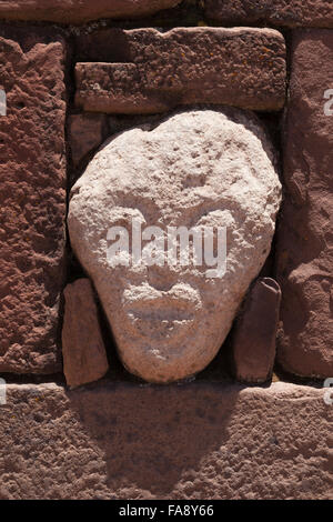 Stone face at the archaeological site of Tiahuanaco or Tiwanaku ...