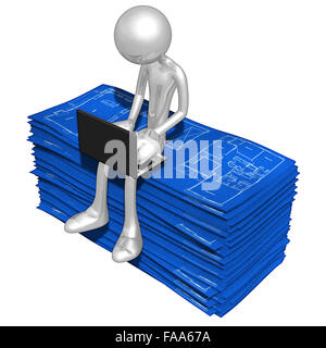 3d render Architecture, blueprint icon. Professional icon in cartoon ...