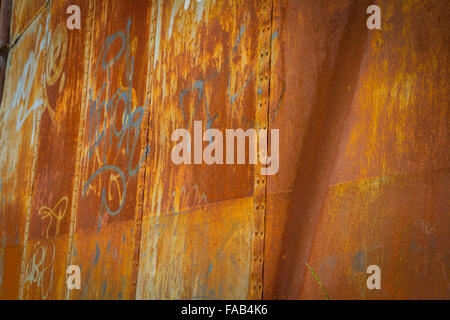 Grafitti, old abandoned train station, rusty iron walls Stock Photo - Alamy