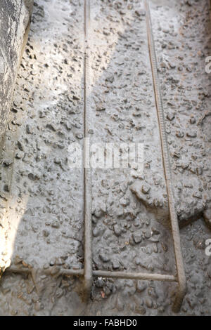 Trench for concrete foundation is reinforced with steel bars rebar ...