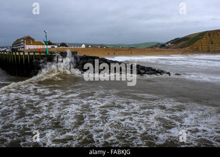 West Bay, Dorset, UK. 26 Dec 2015. Rough sea causes the West Bay ...