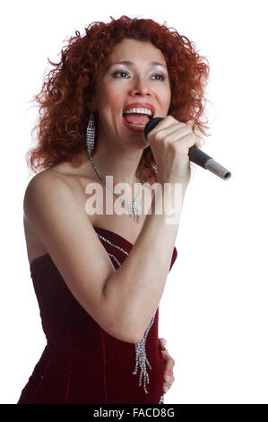 The beautiful singer in a velvet dress Stock Photo - Alamy