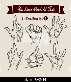 Hand drawn sketching of hand gestures illustration Stock Vector Image & Art - Alamy