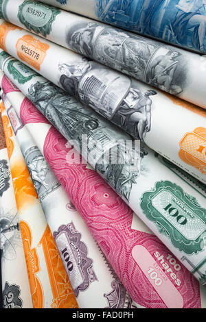 PILE OF STOCKS AND BOND CERTIFICATES OF UNITED STATES OF AMERICA Stock ...