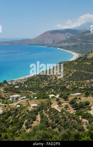 Albania. Albanian Riviera. Bunec beach seen from near Qeparo Stock ...