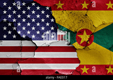 Flags of USA and Grenada painted on cracked wall Stock Photo - Alamy