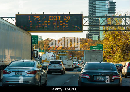 Atlanta, Georgia traffic congestion on the Downtown Connector where I ...