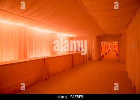 Orange draped hallway Stock Photo - Alamy