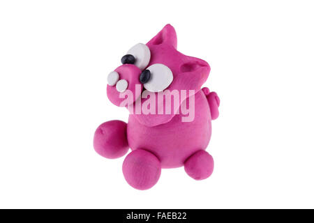 Pig from plasticine isolated on white background Stock Photo - Alamy