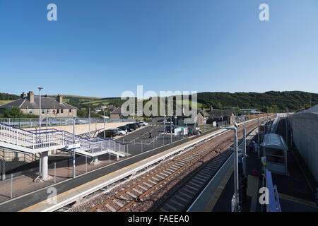 Stow railway station on the Borders railway, Scotland, UK. A Scotrail ...