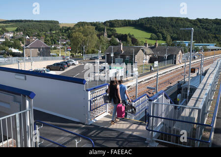 Stow railway station on the Borders railway, Scotland, UK. A Scotrail ...