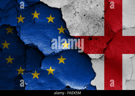 Flags of EU and England painted on cracked wall Stock Photo - Alamy
