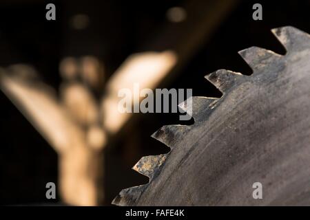 Switched off old rusty sharp circular saw blades closeup Stock Photo ...