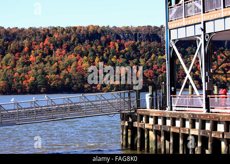The New Jersey Palisades on the Hudson River off of downtown Yonkers ...