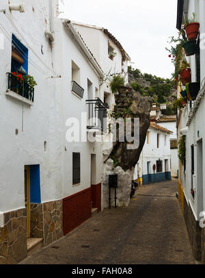 Street in Ubrique town wtih stone frome home. Spain Stock Photo - Alamy