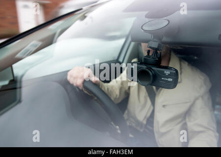 Driving a car with a dashcam video camera watching the road ahead Stock ...