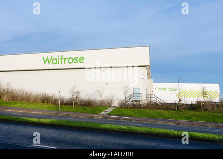 Waitrose Distribution Warehouse at headquarters with delivery lorries ...
