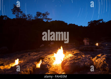 Flaming rock (Yanartas ) in Antalya, Turkey ) is generally believed to ...