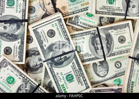 bundles of US dollars bank notes. Isolated on white background Stock ...