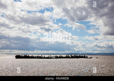The wreck of the Norwegian barque SS Nornen on Berrow beach Somerset ...