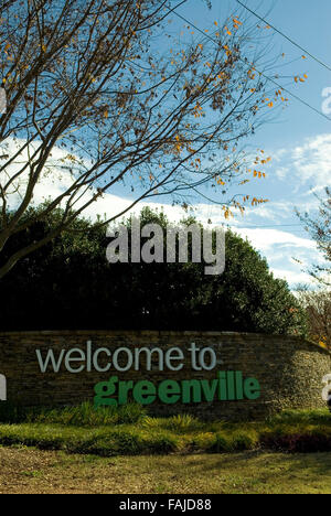 Falls Park on the Reedy Entrance Sign, Greenville, SC, USA Stock Photo ...