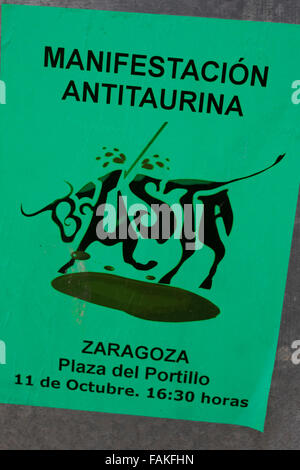 A poster advertises a protest against bullfighting Stock Photo - Alamy