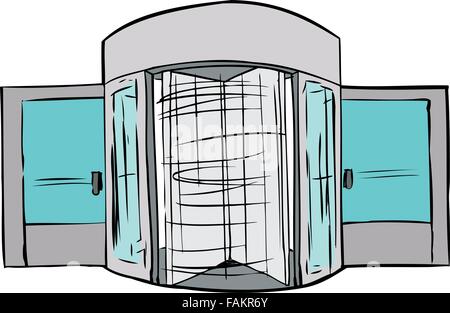 Hand drawn illustration of spinning revolving door outline Stock Vector ...