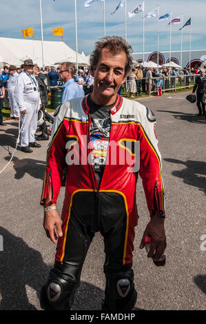 Steve Parrish in motorcycle leathers at the 2009 Goodwood Revival ...
