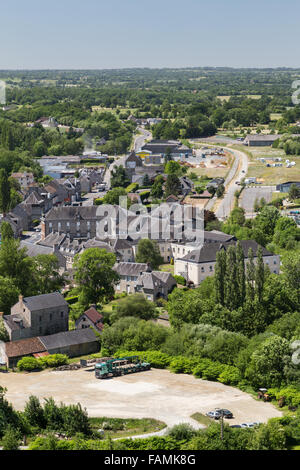 Views over the Varenne River Valley townhouses and countryside below ...