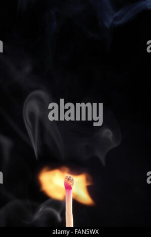 Close up of an ignited matchstick Stock Photo - Alamy