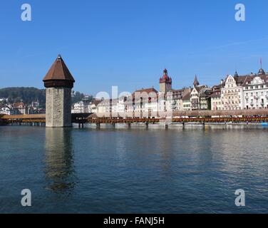 Kappelbrucke (Chapel Bridge) in Lucerne, Switzerland, Europe's oldest ...
