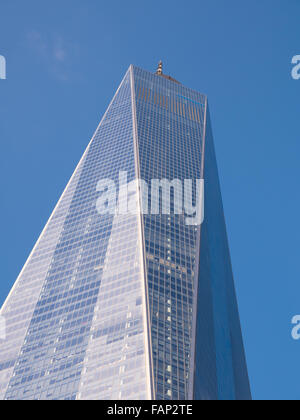 view looking up WTC tower one world observatory in New York city next ...