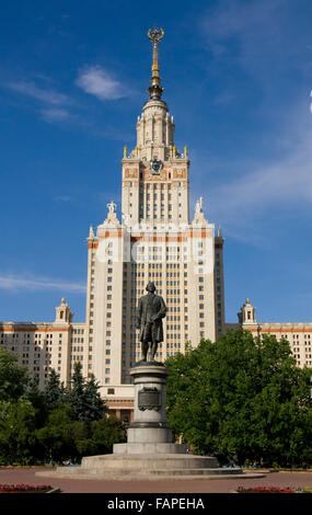 Moscow university building and monument of founder Stock Photo - Alamy